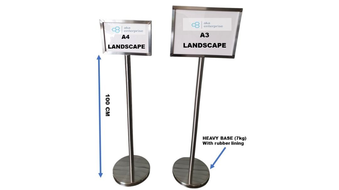 A3 | A4 Poster Stand | Stainless steel display Stand | Signage stand | Queue pole, Furniture ...