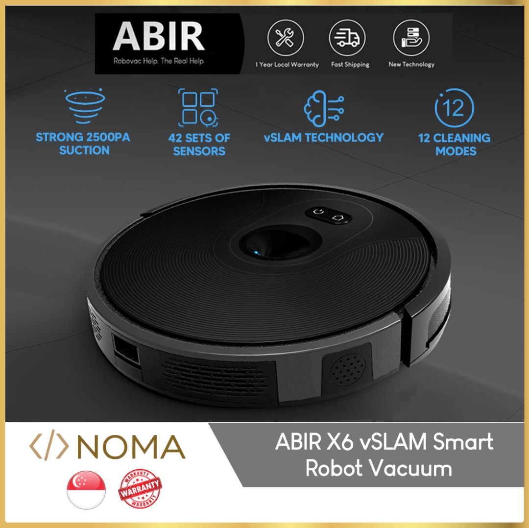 【SG】ABIR X6 vSLAM Smart Robot Vacuum 2500Pa Suction 3-In-1 Sweep & Mop | Automatic Charging Dock ...