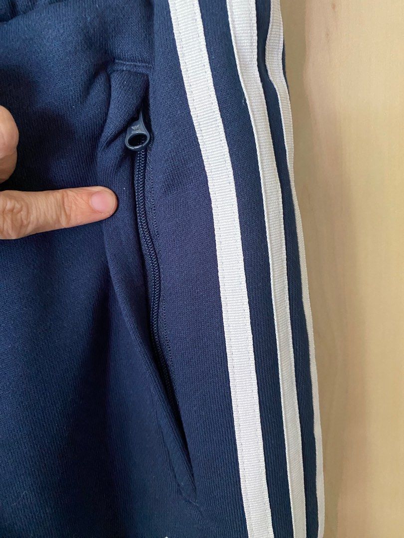 AUTH ADIDAS MEN NAVY BLUE THREE STRIPES SIDE JOGGERS PANTS, Men's ...