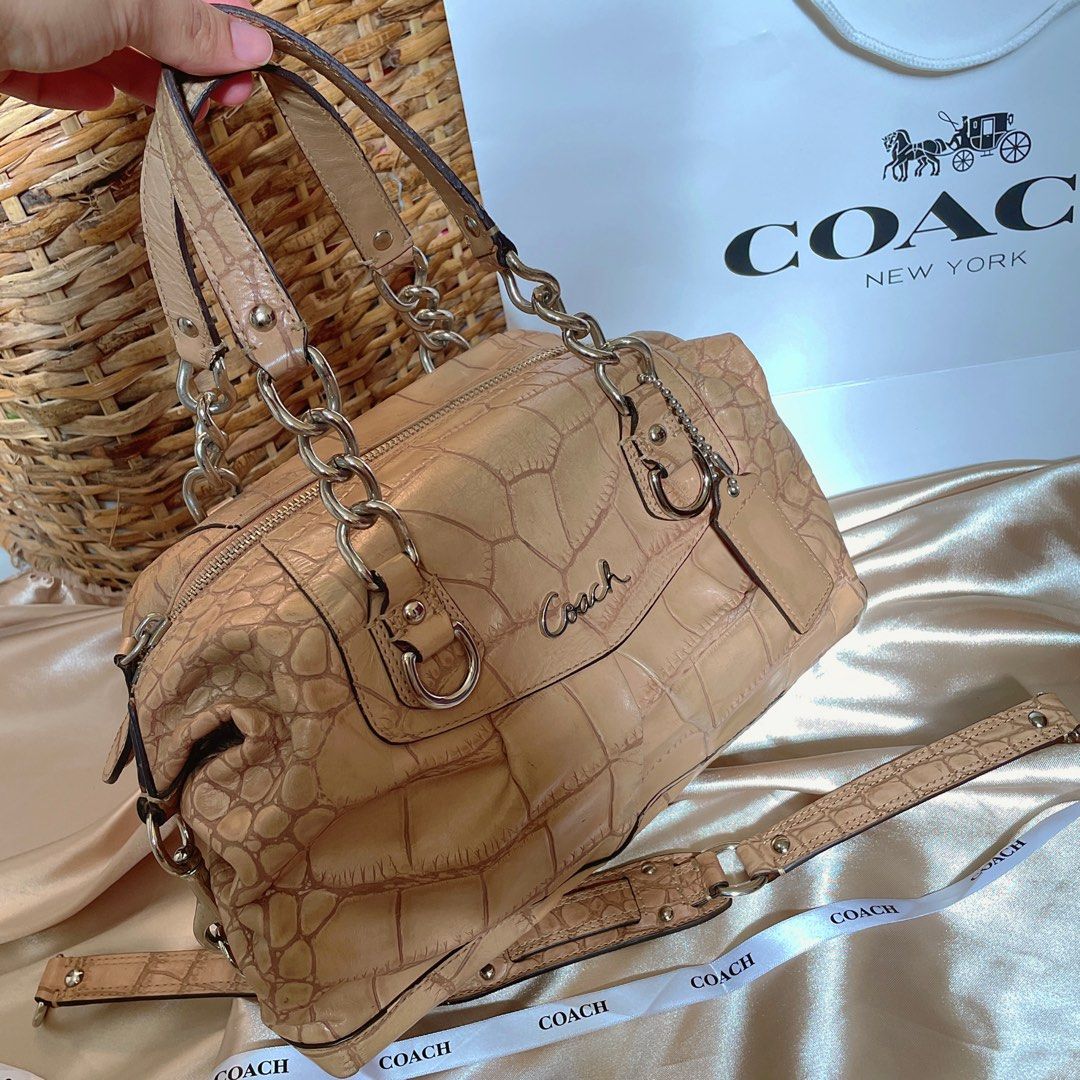 Authentic Vintage Coach Ashley Exotic Embossed Crocodile Leather Nude ...