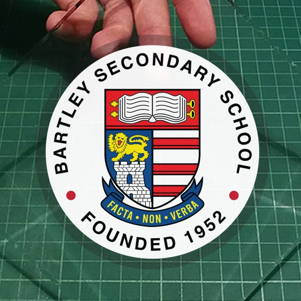BARTLEY SECONDARY SCHOOL . FOUNDED 1952 . Souvenir Static Cling Car ...
