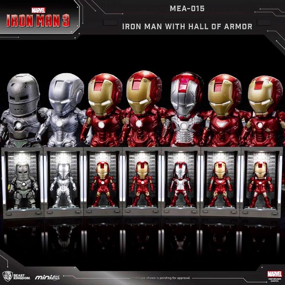 Beast Kingdom MEA-015 Marvel Iron Man 3 Hall of Armor MK1-7 Mini Egg ...