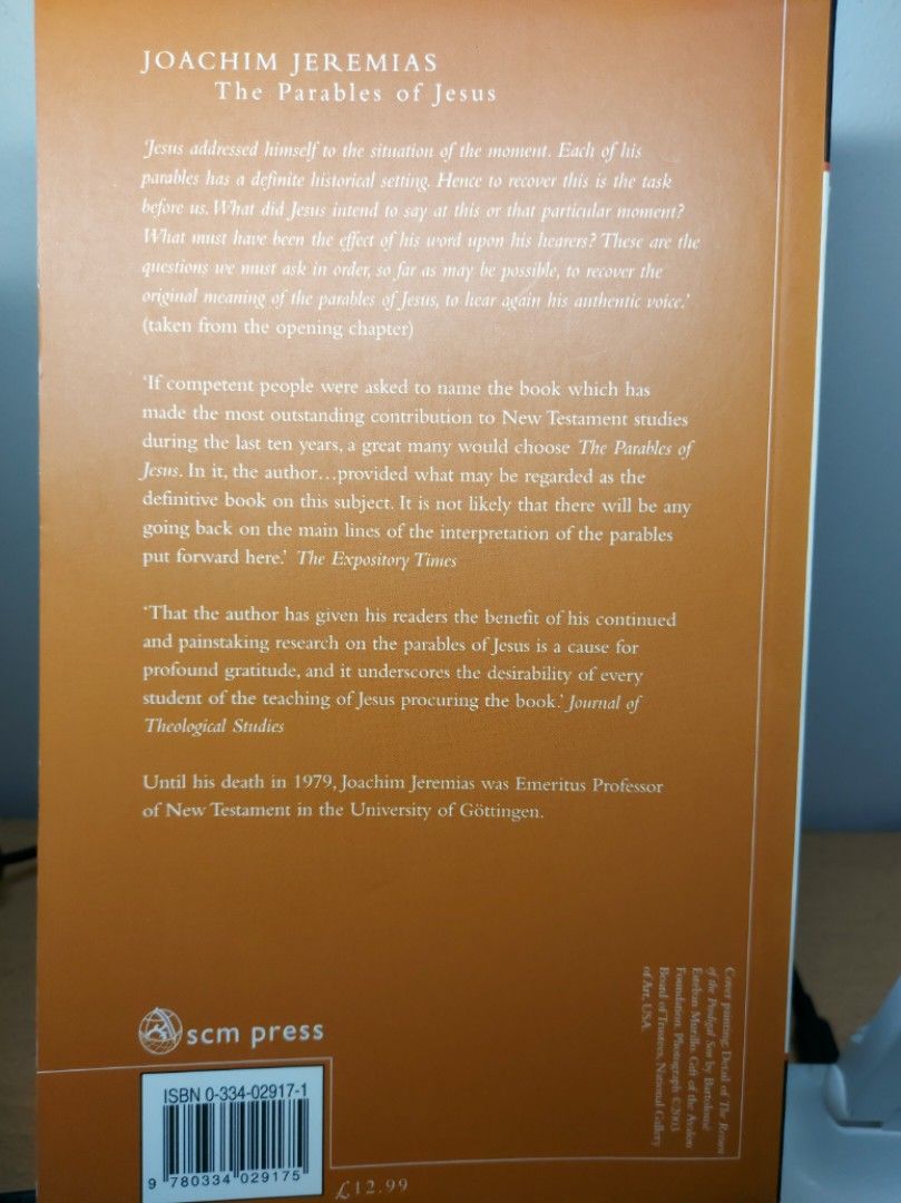 Book: The Parables of Jesus, Joachim Jeremias (Key search word aids ...