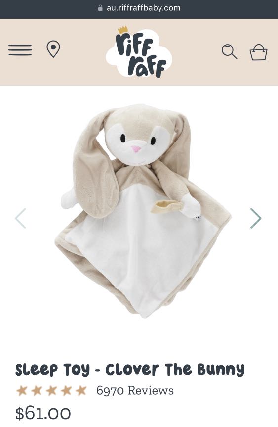 Brand New Riff Raff Bunny Sleep Soother toy with white noise and ...