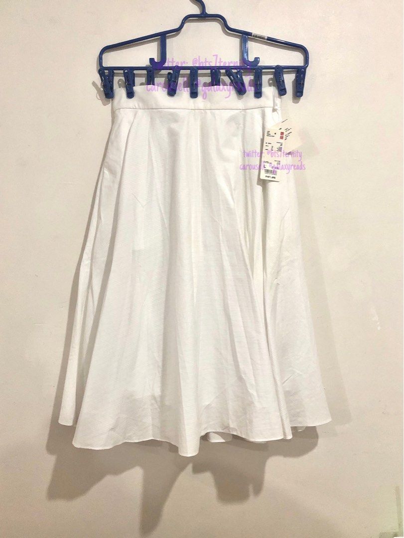 Brand New UNIQLO Circular Long Skirt - White, Women's Fashion, Bottoms ...
