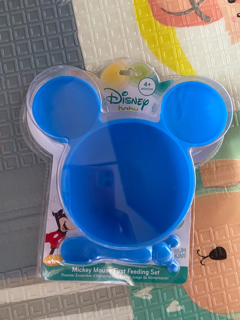 Bumkins Disney Mickey Mouse Suction Silicone Baby Feeding Set, Bowl ...