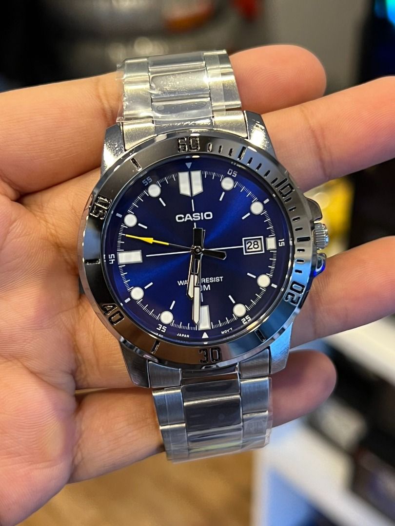 Casio Analog Stainless Steel Mens Watch Blue Dial Mtp Vd01d 2e Mens Fashion Watches