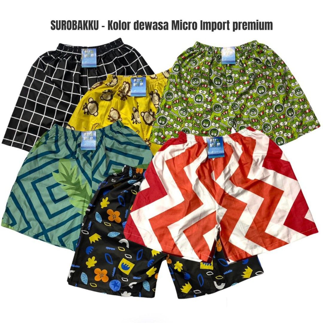 Celana pendek kolor bahan kain poli micro, Fesyen Pria, Pakaian ...