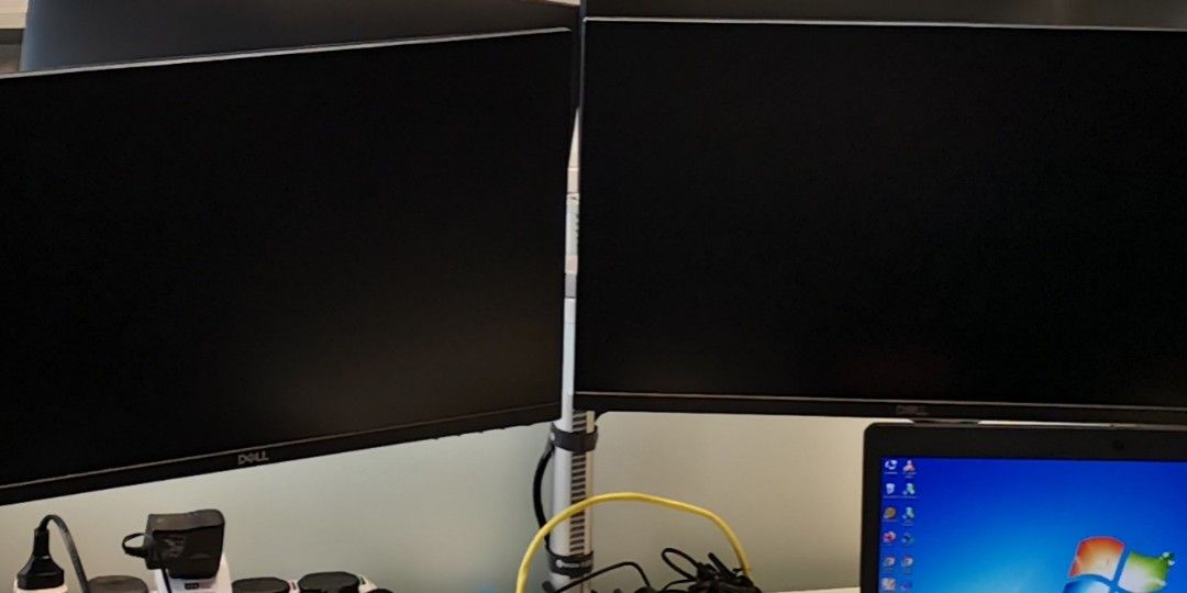 Dual Monitor Setup for Sale - 2x Dell Monitors with Dual Monitor Arm ...
