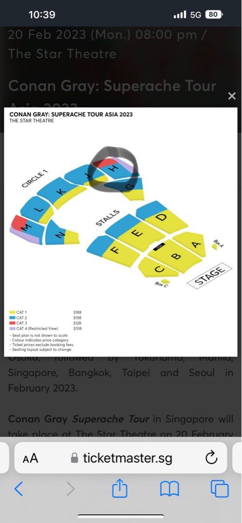 selling conan gray concert cat2 ticket singapore cheap!, Tickets ...