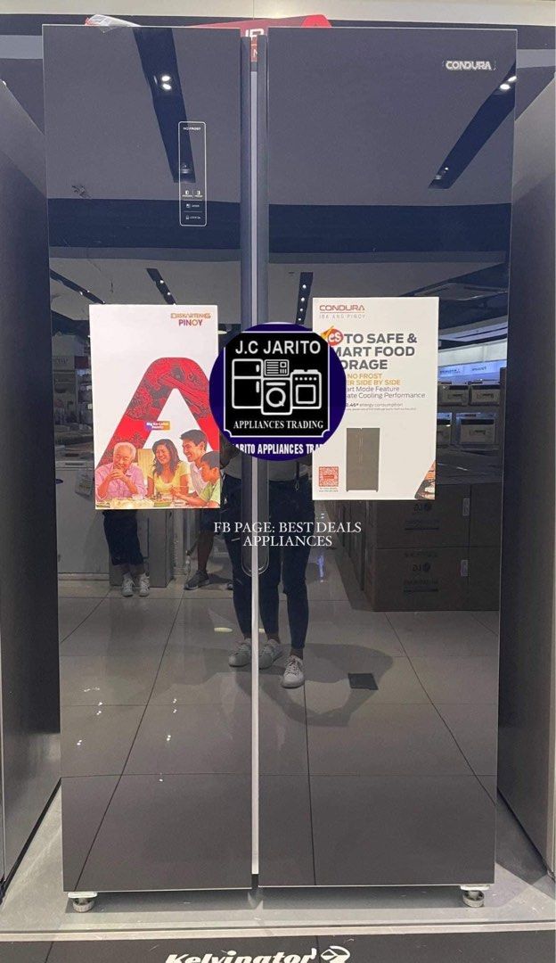 CONDURA REF BLACK GLASS SIDE BY SIDE, TV & Home Appliances, Kitchen ...