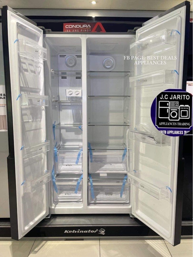 CONDURA REF BLACK GLASS SIDE BY SIDE, TV & Home Appliances, Kitchen ...