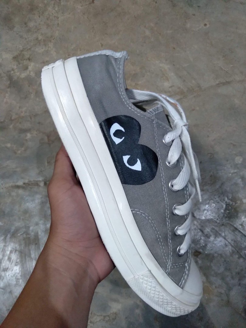 Converse CDG Play Low Grey, Men's Fashion, Footwear, Sneakers on Carousell