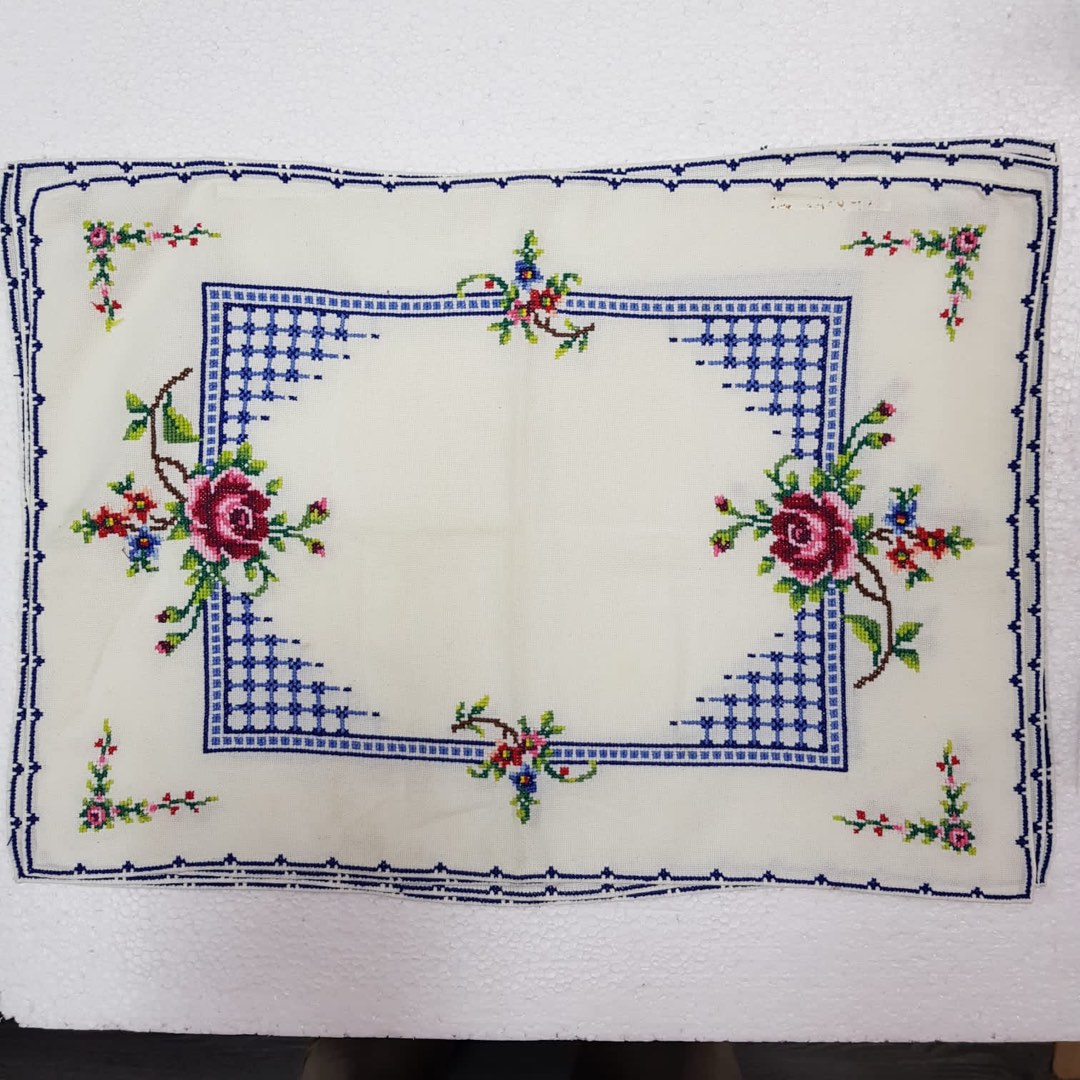 Cross stitch table mats on woollen cloth peranakan household, Furniture ...