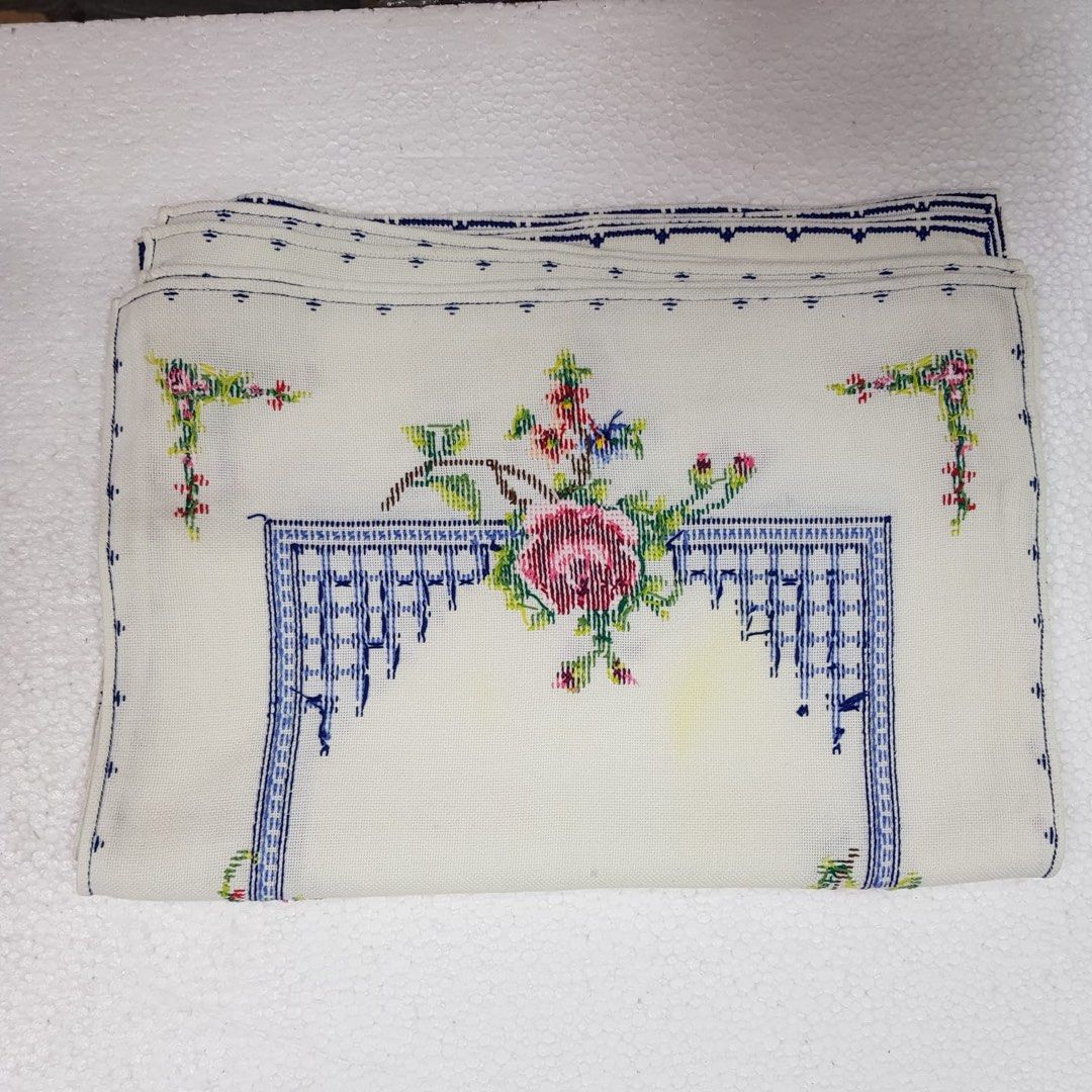 Cross stitch table mats on woollen cloth peranakan household, Furniture ...