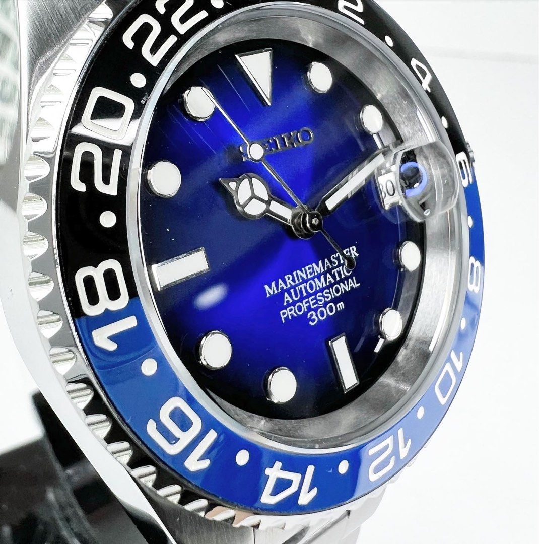 Custom Seiko Mod 40mm Blue Batman Automatic Watch , Men's Fashion ...