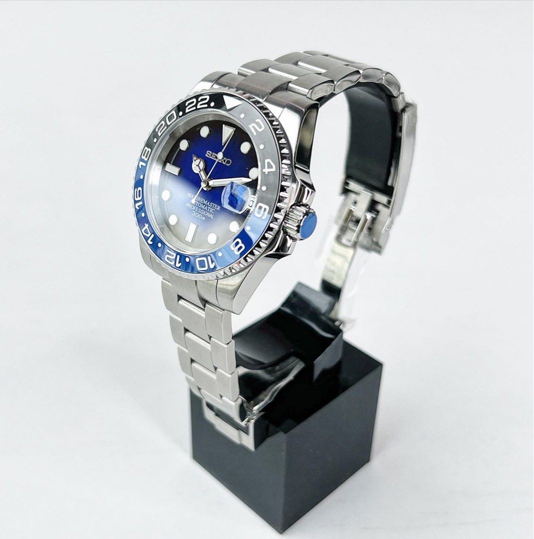 Custom Seiko Mod 40mm Blue Batman Automatic Watch , Men's Fashion ...