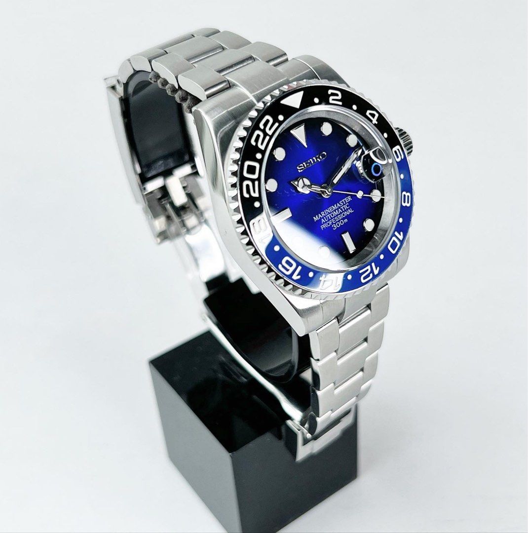 Custom Seiko Mod 40mm Blue Batman Automatic Watch , Men's Fashion ...