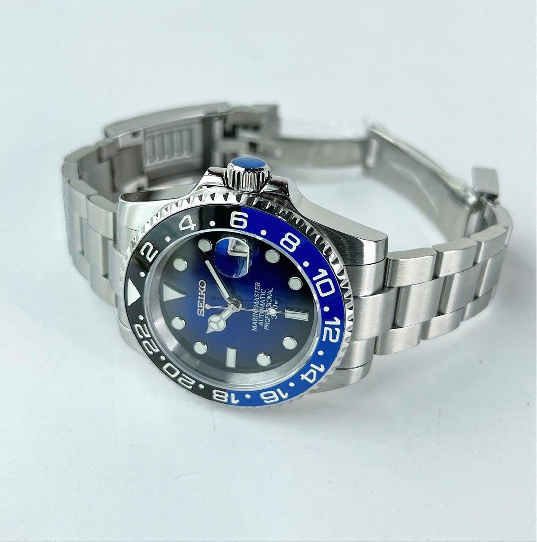 Custom Seiko Mod 40mm Blue Batman Automatic Watch , Men's Fashion ...