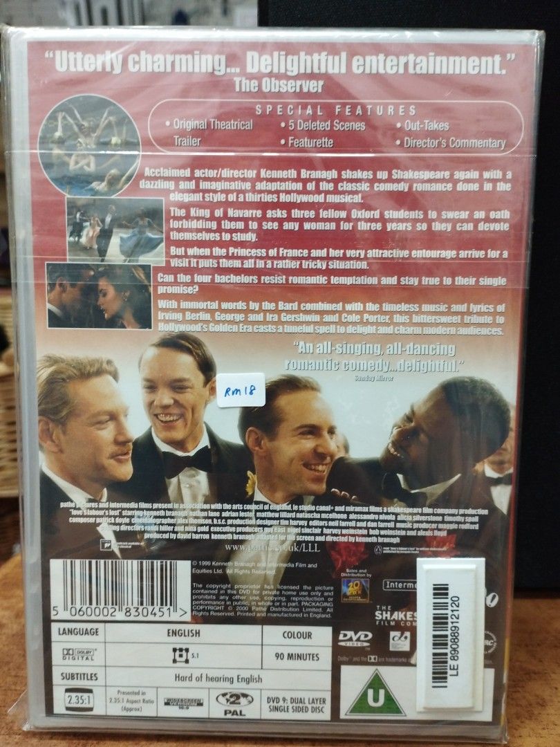 (DVD) Love's Labour's Lost, Hobbies & Toys, Music & Media, CDs & DVDs ...