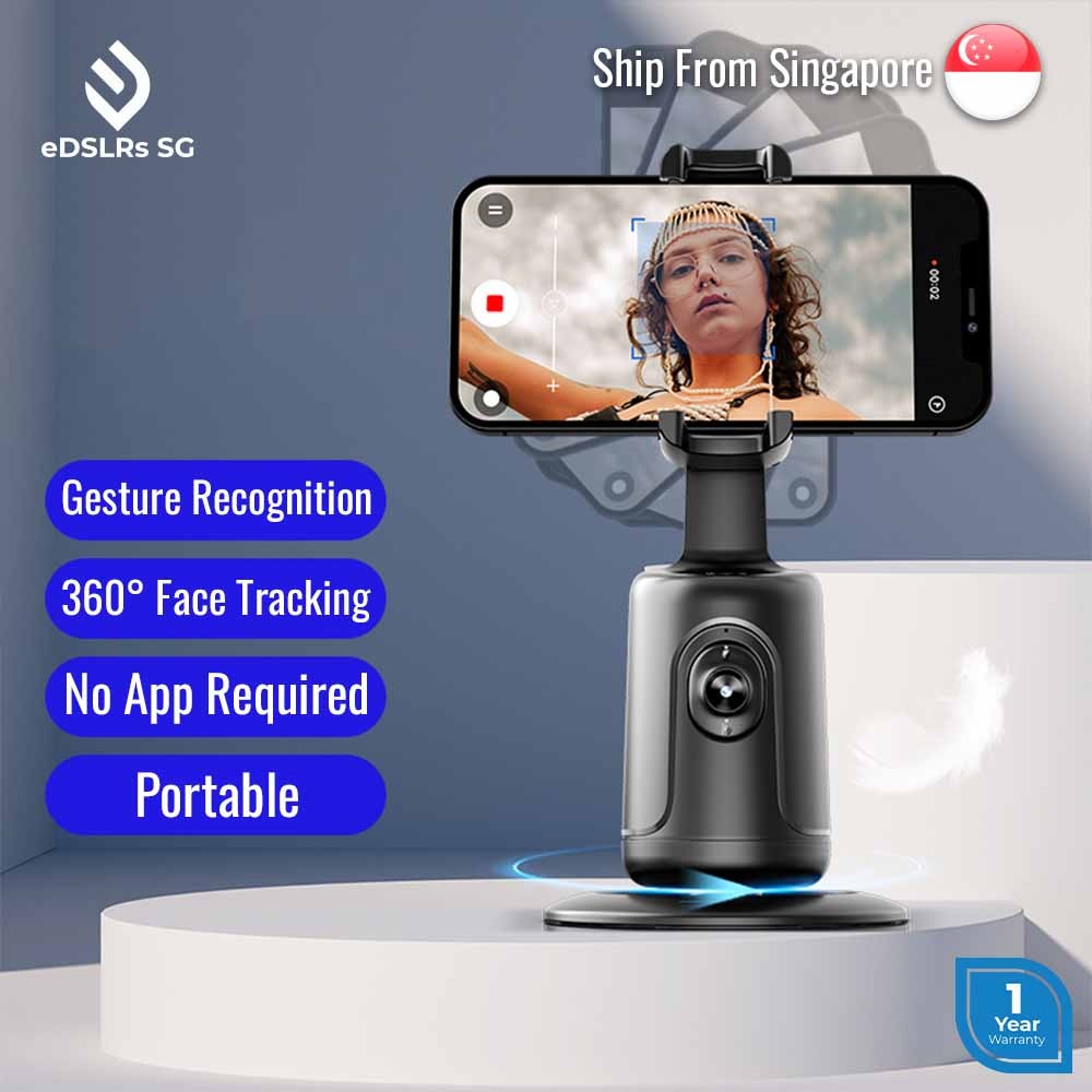 eDSLRs P01 360 Degree Smart AI Face Tracking Smartphone Mobile Holder 1200mAh Rechargeable Auto ...