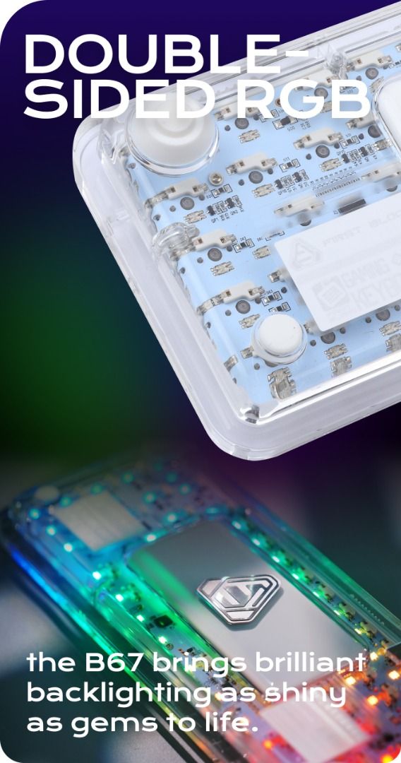 FirstBlood B67 Full Acrylic Gasket Mount Mechanical Keyboard, Computers ...