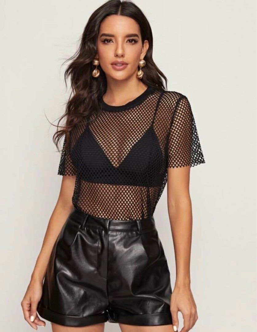 Fish net top, Women's Fashion, Tops, Shirts on Carousell