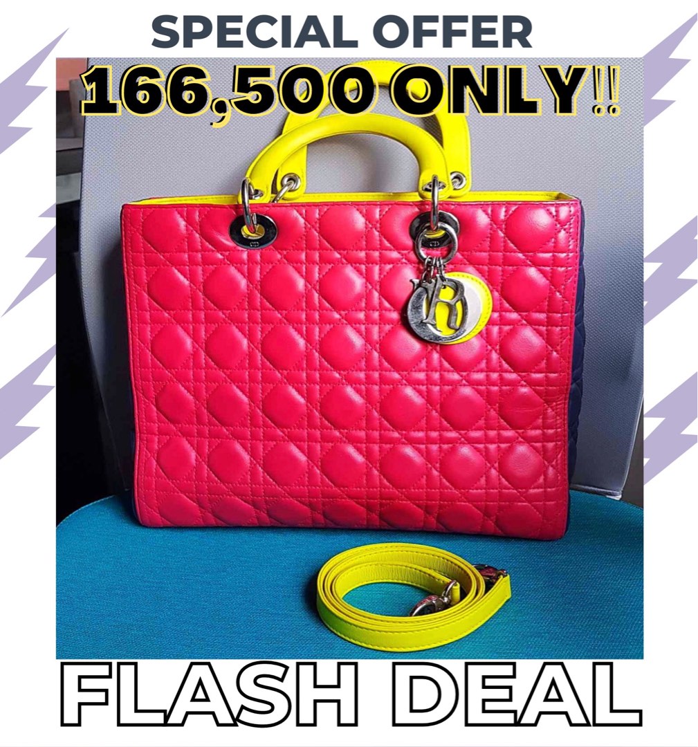 FLASH DEAL SALE Authentic Christian Lady Dior Tricolor Large Limited ...