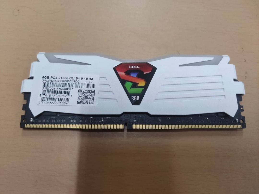 Geil RGB 8GB DDR4 2666Mhz Desktop PC RAM Memory -White, Computers ...