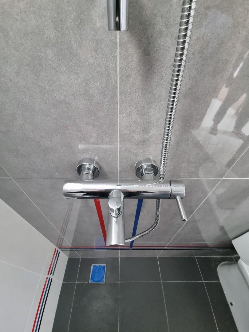 HDB BTO Standard Stainless Steel Tap and Shower set, Furniture & Home ...