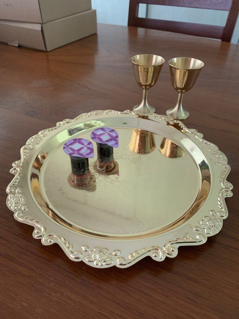 Holy Communion Plate and Chalice with Emblems, Everything Else on Carousell