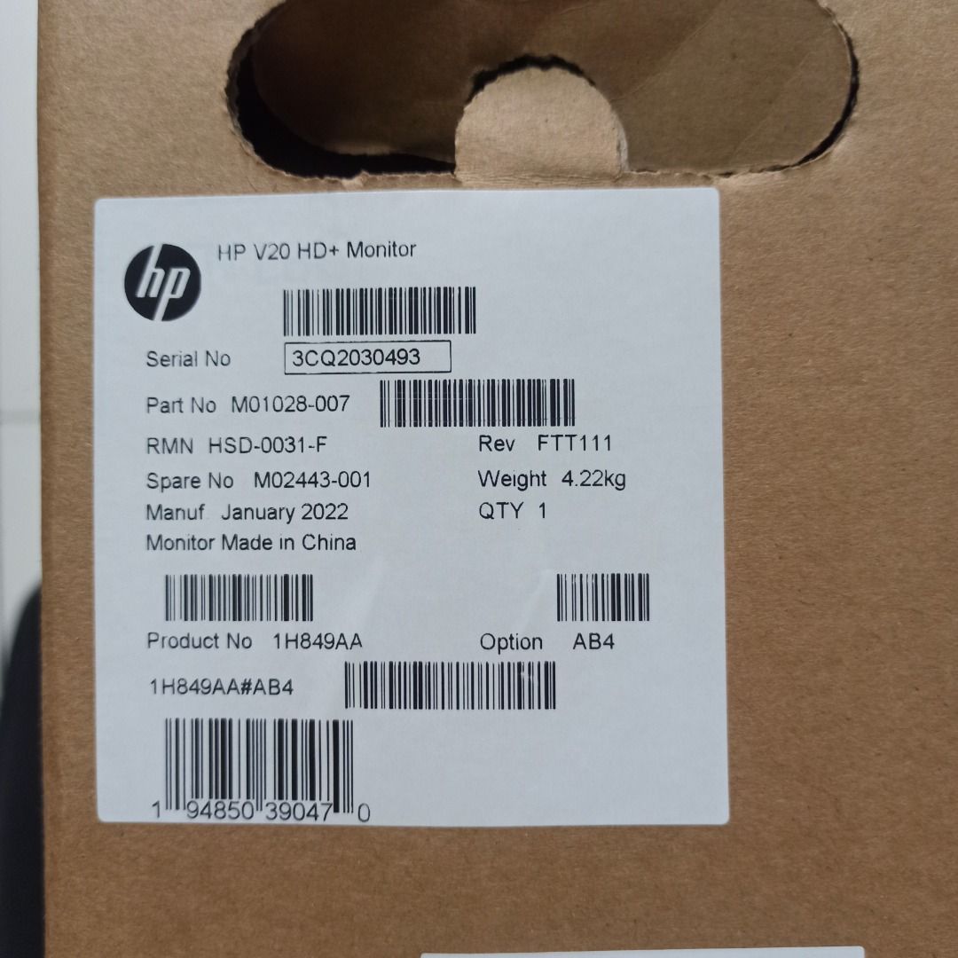 HP V20 HD+ Monitor Hewlett Packard, Computers & Tech, Parts ...