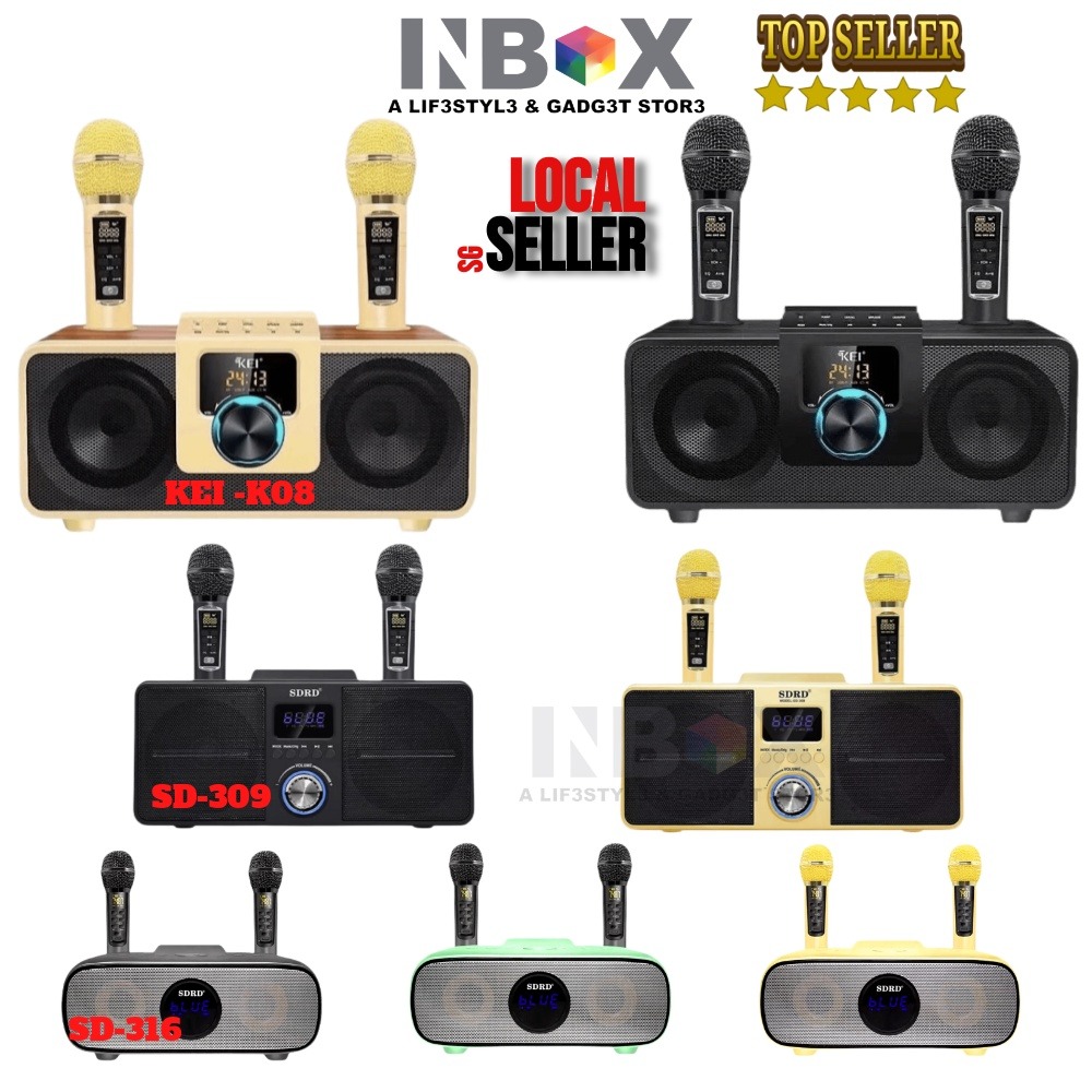 Kei K08 SD-309 SD-316 Dual Bluetooth Wireless Microphones Karaoke Set, Audio, Soundbars ...