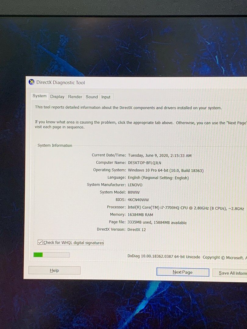 Lenovo legion COBY core i7 kabylake 16gb ram 128gb ssd 1TB hdd 4gb VRAM ...
