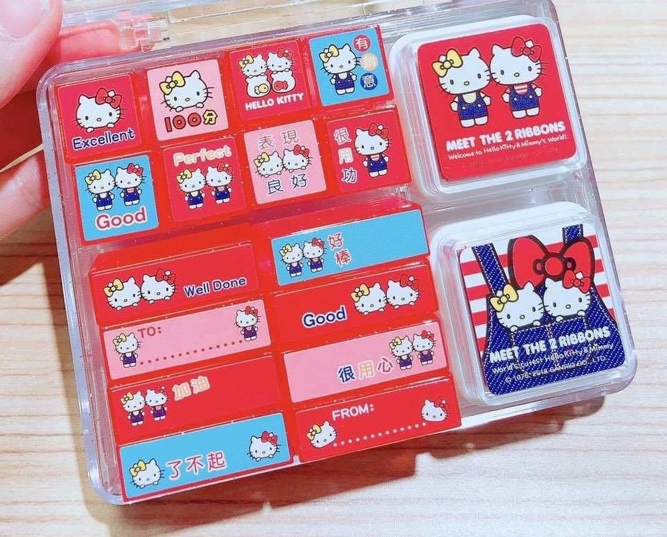 Licensed Sanrio Hello kitty Stamps & Stamp Pads Set RED, Hobbies & Toys ...