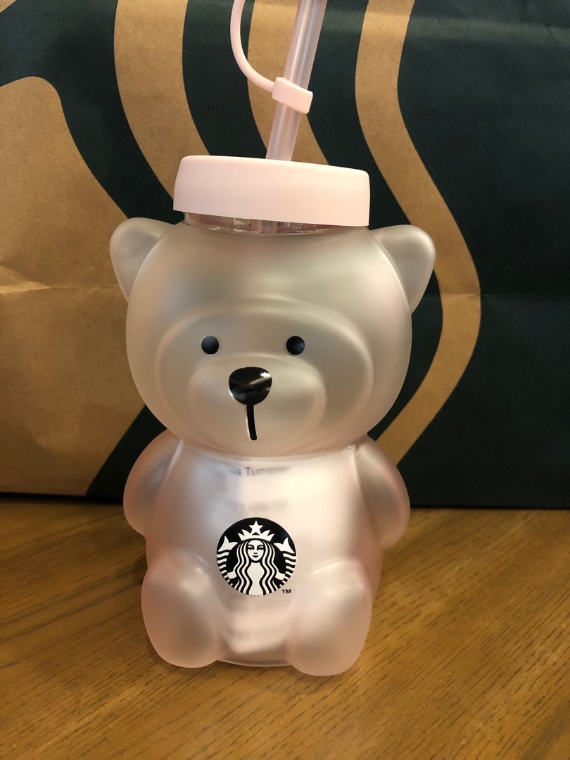 Limited edition: Starbucks Glass Pink bear 20 oz, Furniture & Home ...