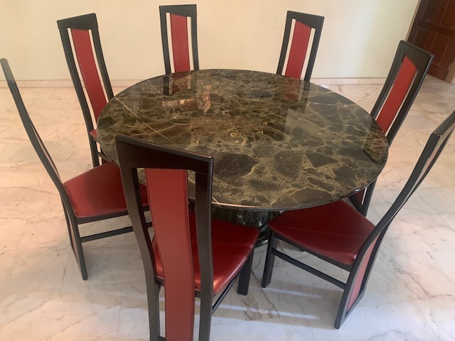 Marble Dining Round Table (7 seater), Furniture & Home Living ...