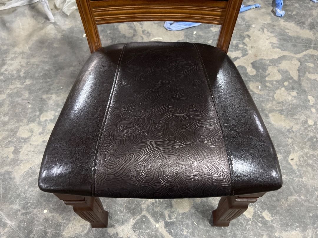 Marble Top Pattern Wooden Frame 8 Seater Dining Table set with 6 Chairs ...