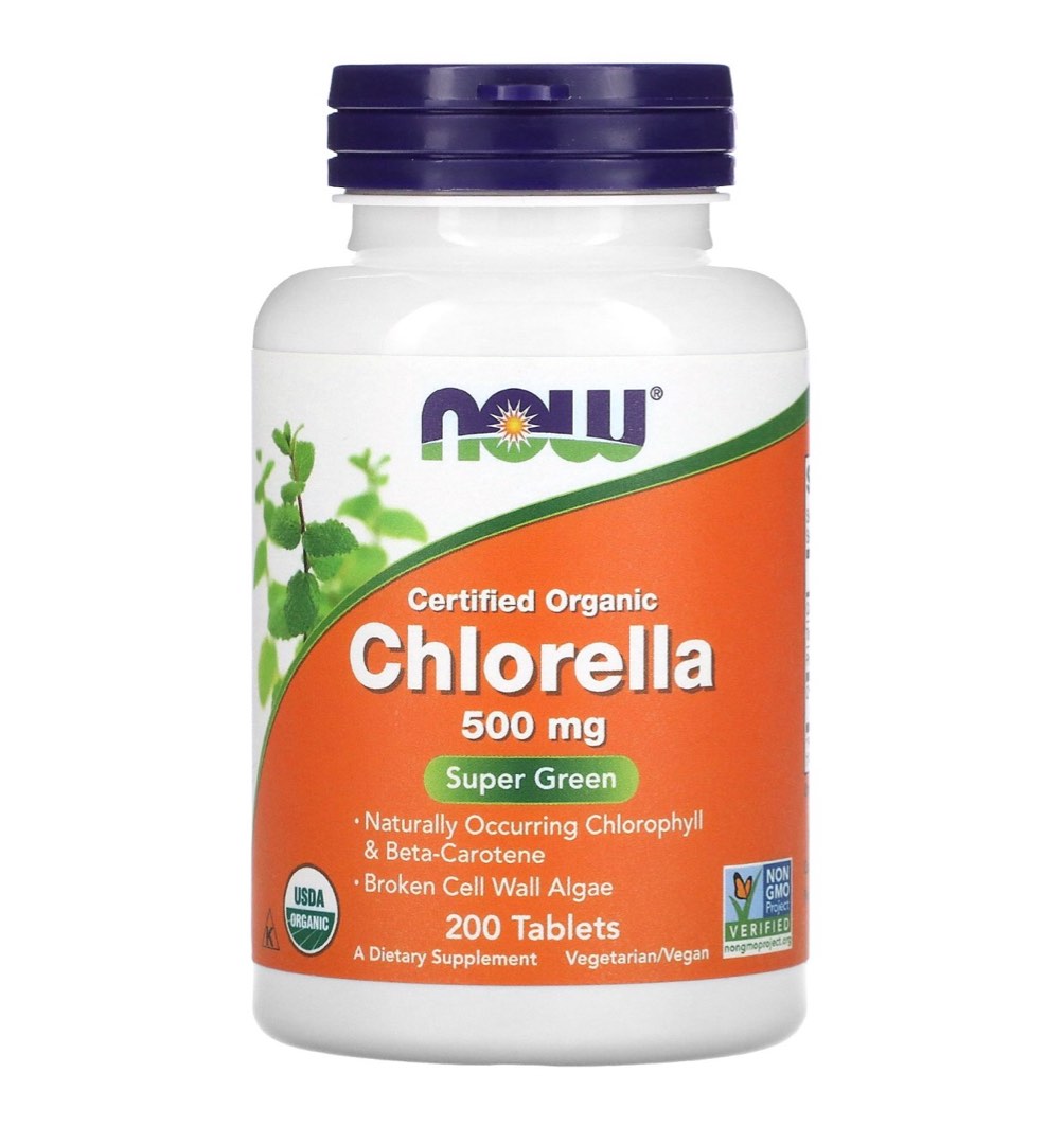Now Organic Chlorella 500 mg 200 tablets Superfood Detoxification 有機破壁 ...
