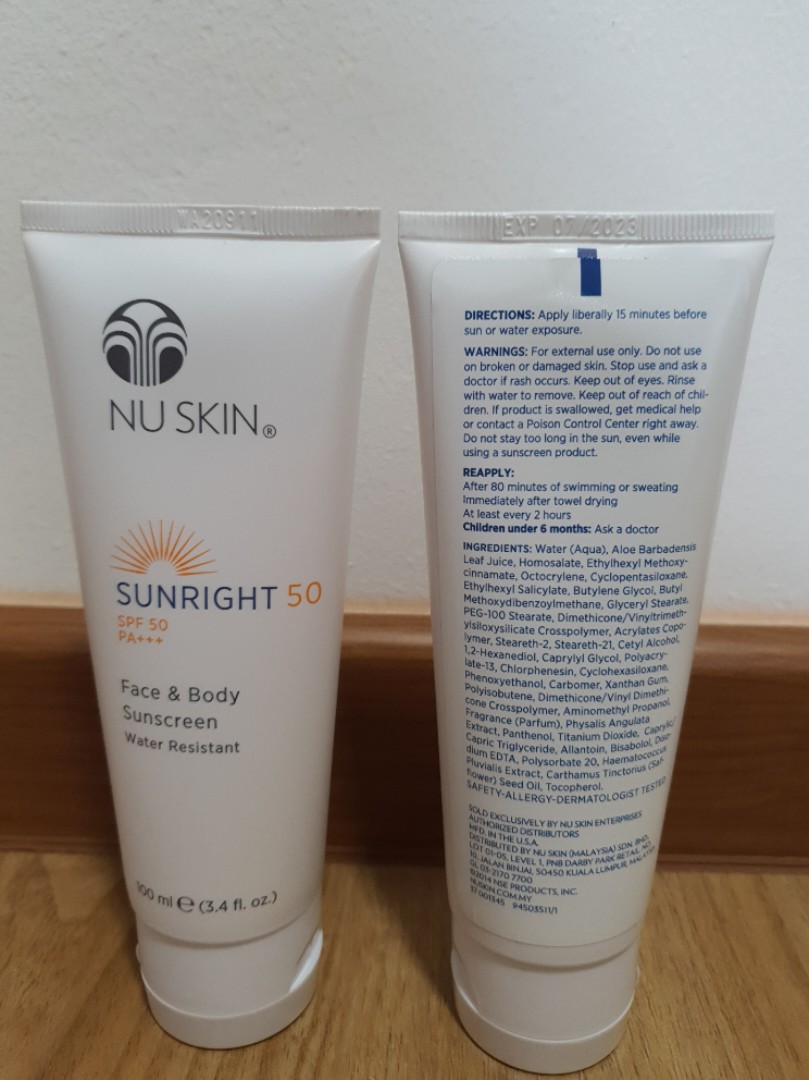 NuSkin Sunright SPF 50 Face & Body Sunscreen / Sunblock 100ml, Beauty & Personal Care, Face ...