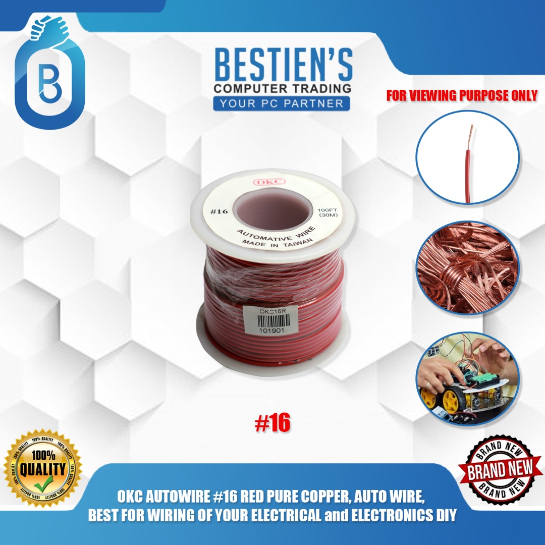 OKC AUTOWIRE #16 RED PURE COPPER, AUTO WIRE, BEST FOR WIRING OF YOUR ...
