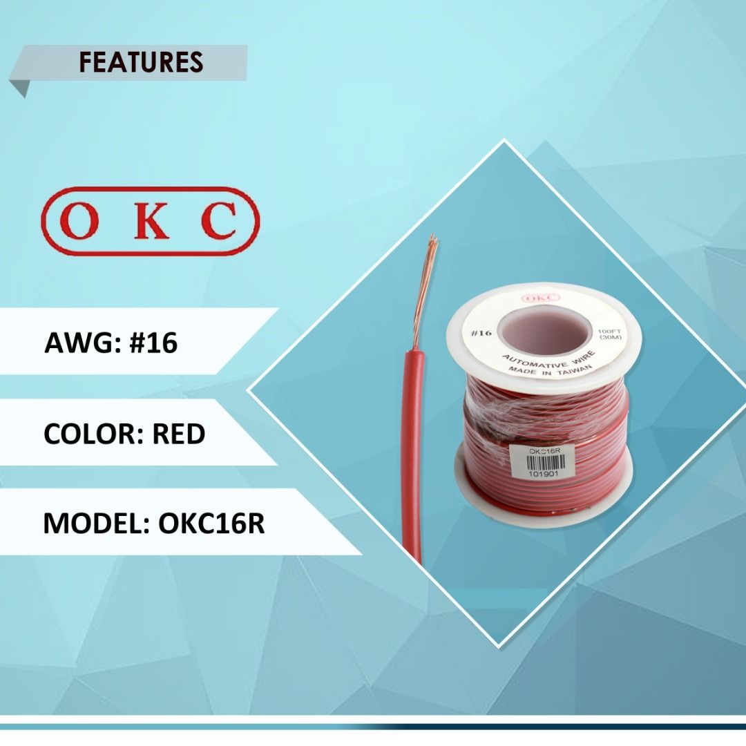 OKC AUTOWIRE #16 RED PURE COPPER, AUTO WIRE, BEST FOR WIRING OF YOUR ...