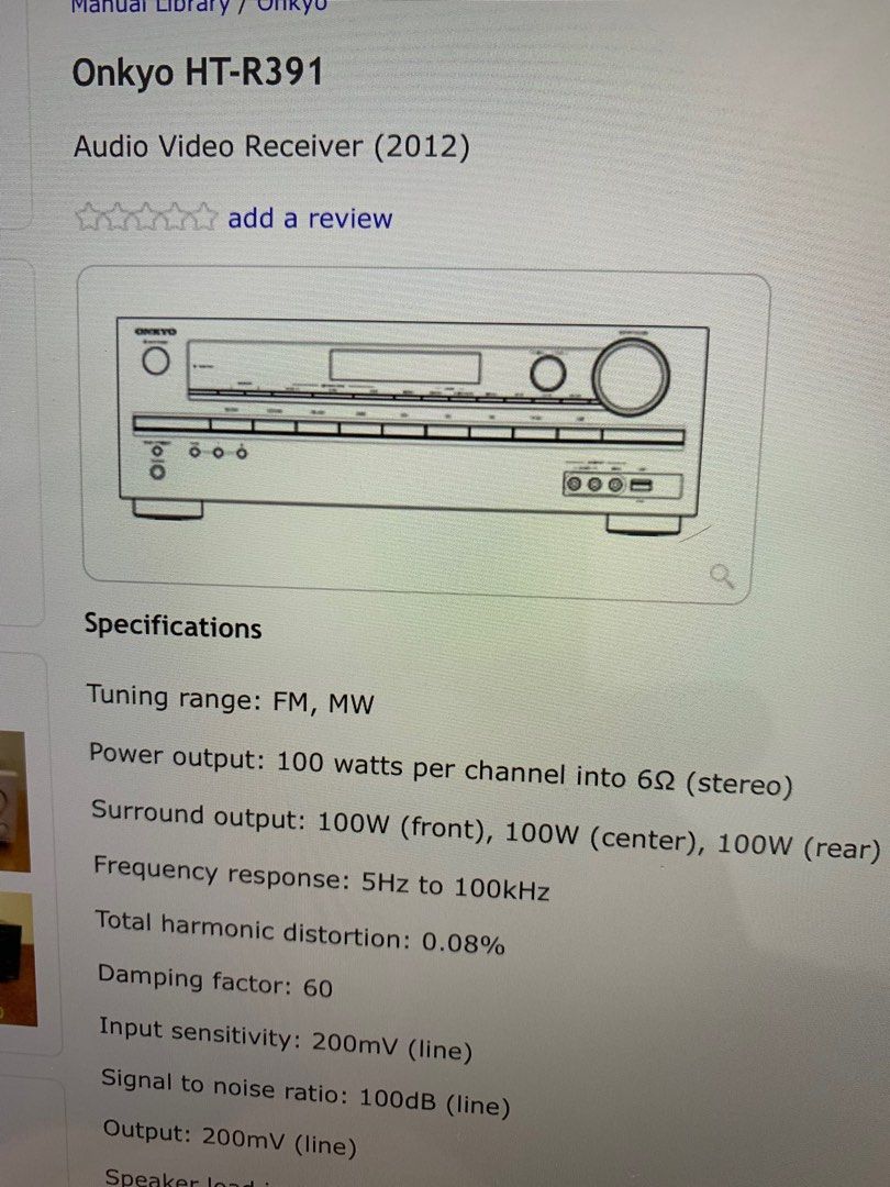 Onkyo HT-R391 5.1 inch home theatre system, Audio, Soundbars, Speakers & Amplifiers on Carousell