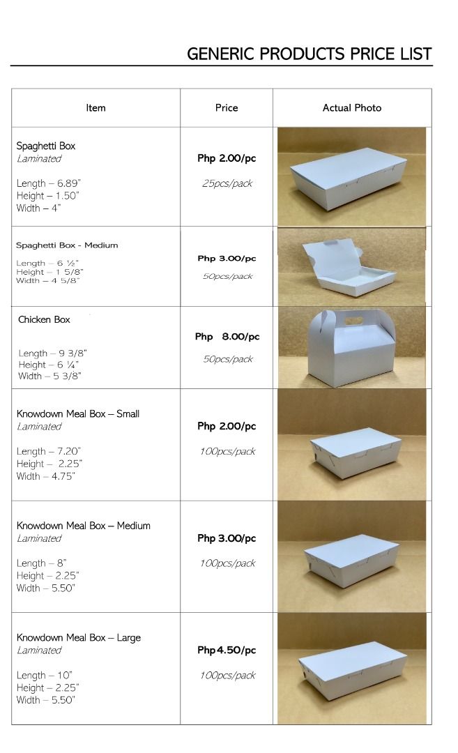 Paper Food Packaging and Meal Boxes Laminated Inside, Food & Drinks ...