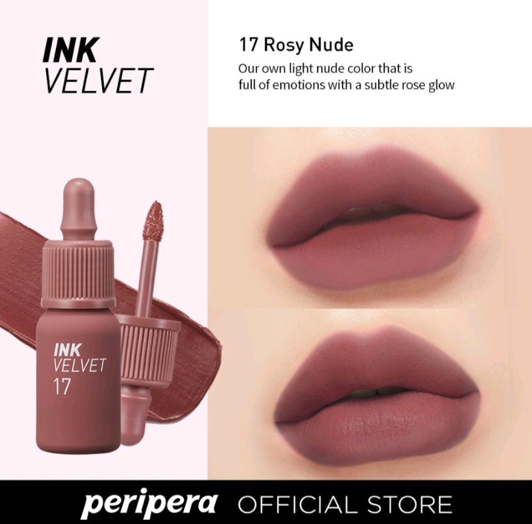 Peripera ink velvet 17 rosy nude lipstick, Beauty & Personal Care, Face ...