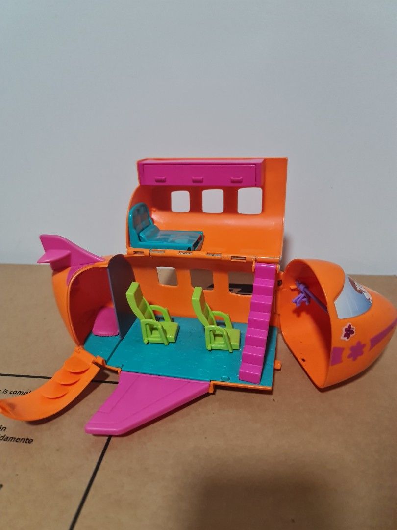 Polly Pocket Orange Jet Plane with Dolls and Clothes, Hobbies & Toys ...
