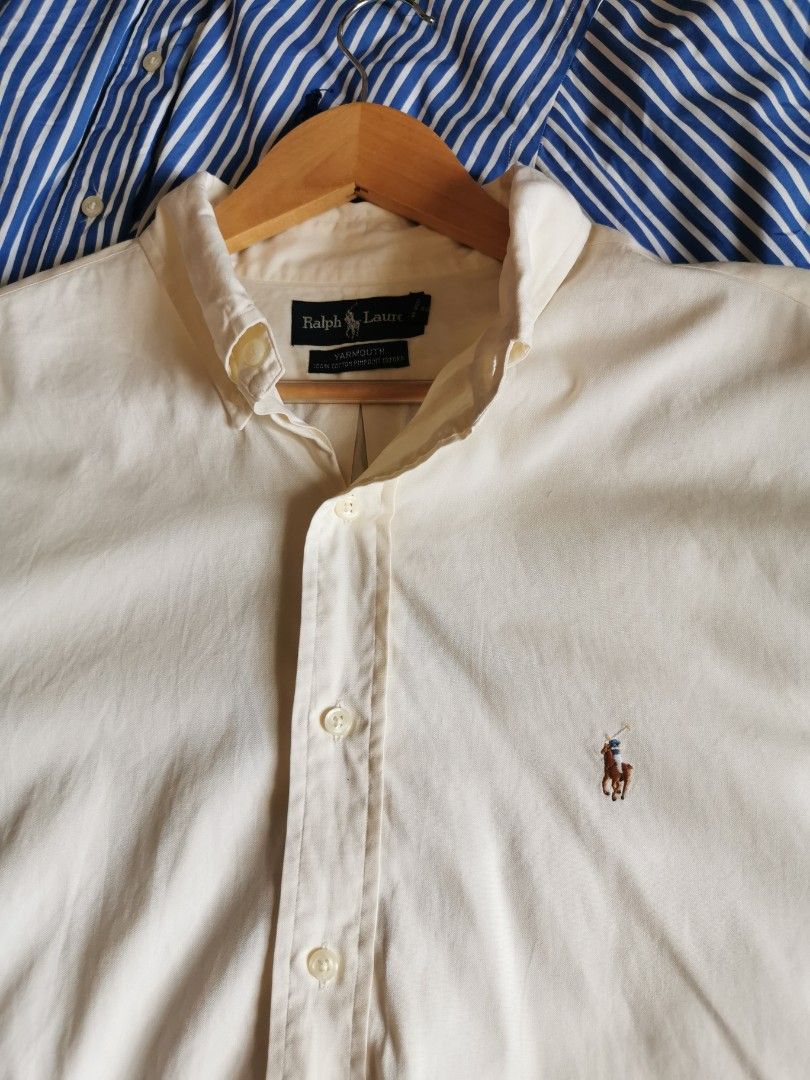 Polo Ralph Lauren Polo Long Sleeve Cream Color, Men's Fashion, Tops ...