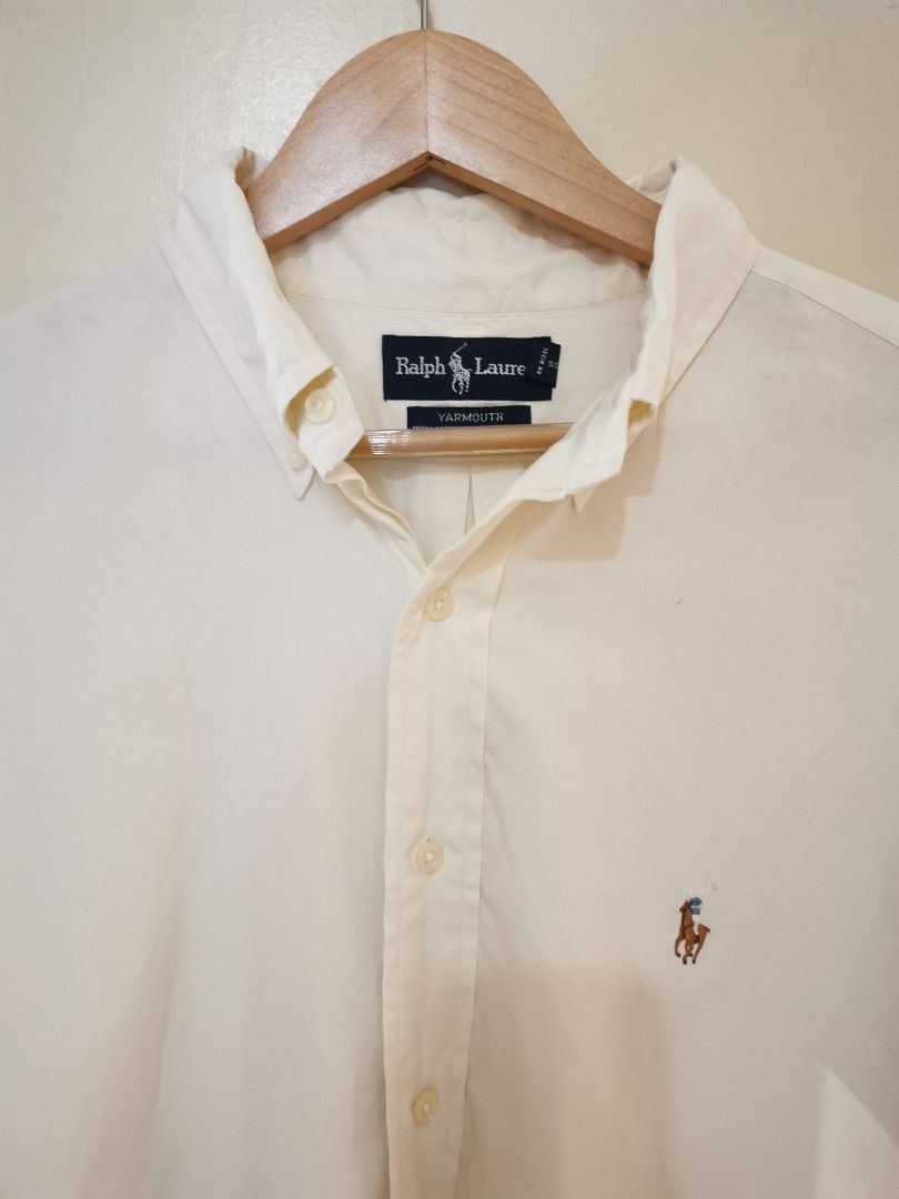 Polo Ralph Lauren Polo Long Sleeve Cream Color, Men's Fashion, Tops ...