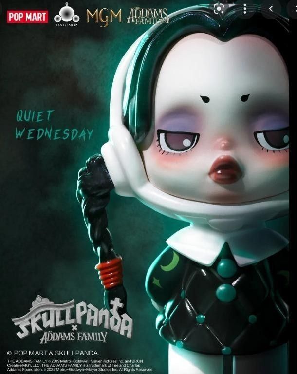 Popmart Skullpanda addams family series quiet Wednesday, Hobbies & Toys ...