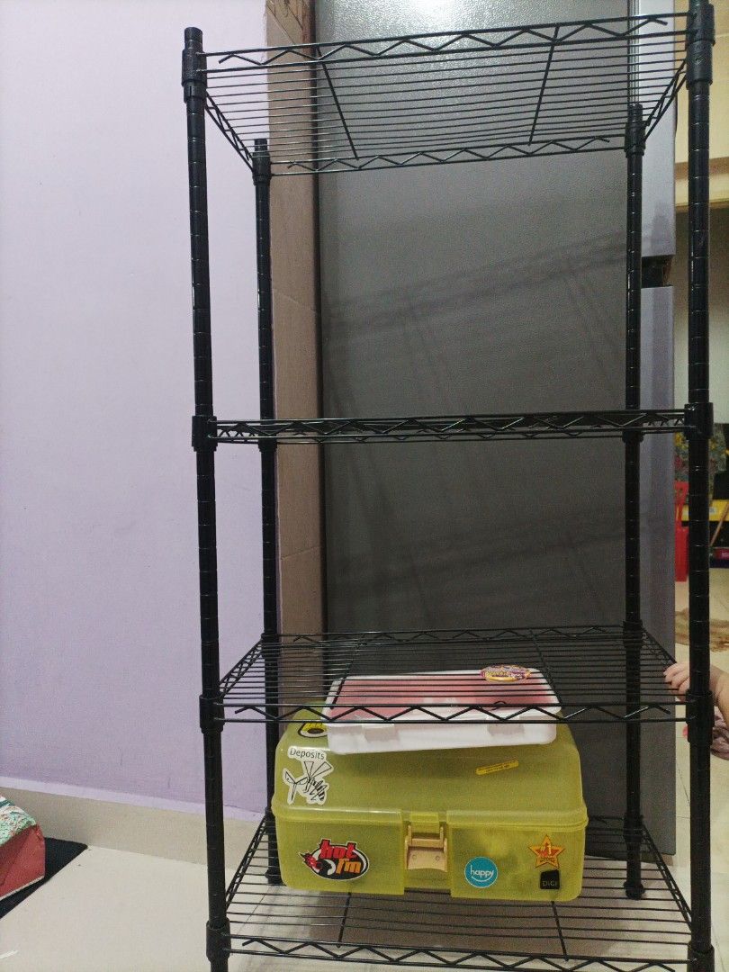 Rak besi hitam, Furniture & Home Living, Furniture, Shelves, Cabinets ...